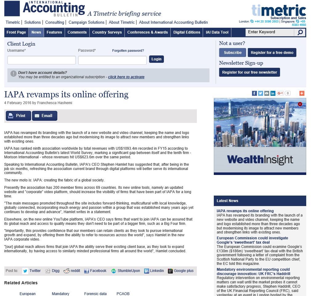 IAPA revamp featured in International Accounting Bulletin - IAPA ...